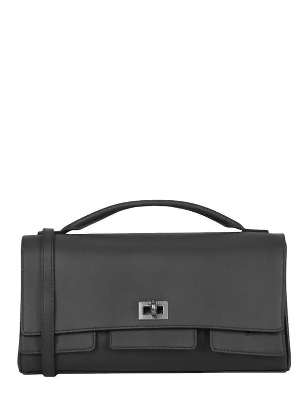 Balenciaga Bel Air Small Leather Clutch Bag - Grey