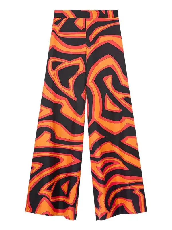 Emilio Pucci Labirinto Print Silk Palazzo Pants - Black