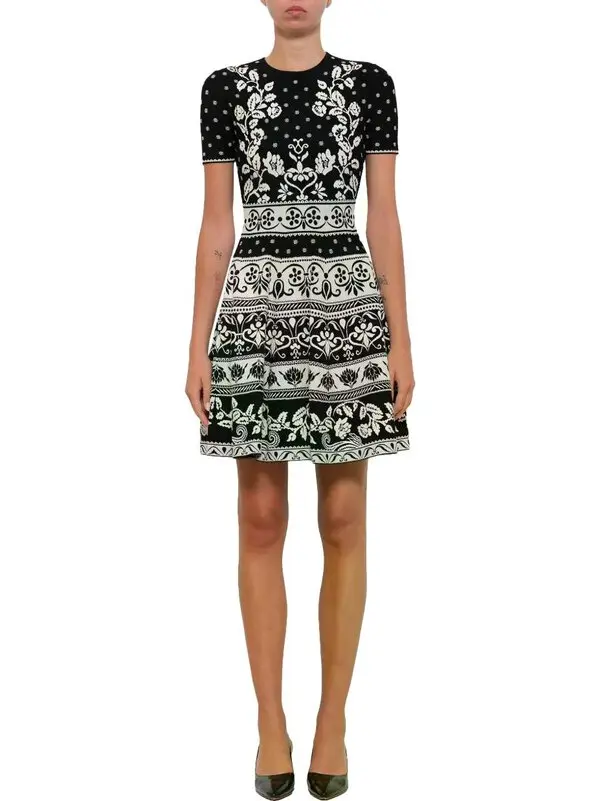 Alexander McQueen Floral-print Mini Dress - Black