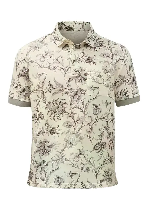 Etro Floral-print Pocket Polo Shirt - Neutrals