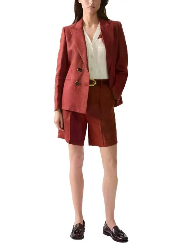 FORTELA Bastien Double-breasted Linen Blazer - Red