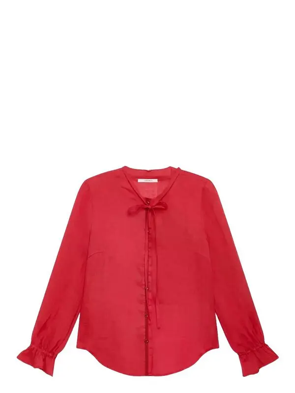 Malìparmi Ramie Tie-neck Shirt - Red