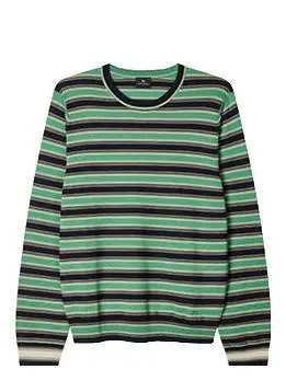Paul Smith Navy And Stripe Merino Wool Sweater - Green