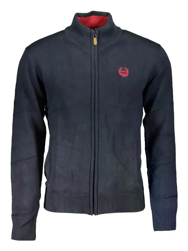 GIAN MARCO VENTURI Cotton Zip-up Cardigan - Blue