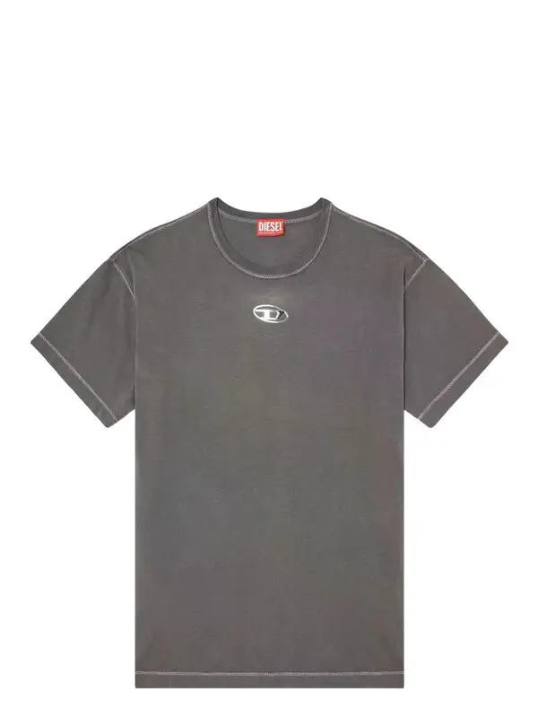 DIESEL® Light Cotton T-shirt With Metallic Oval D Logo - Grey