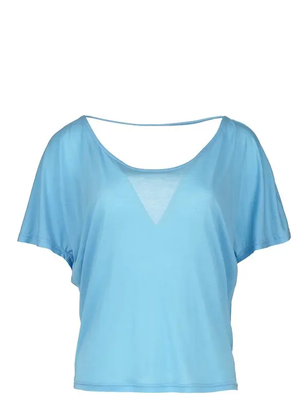 CONQUISTA Tencel Draped Back Tee - Blue