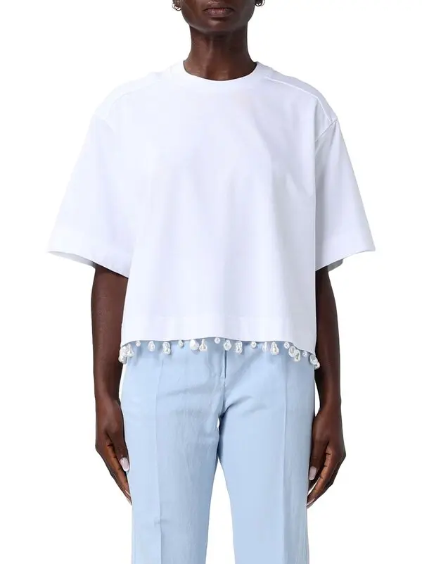 Sportmax Embellished Cotton T-shirt - White