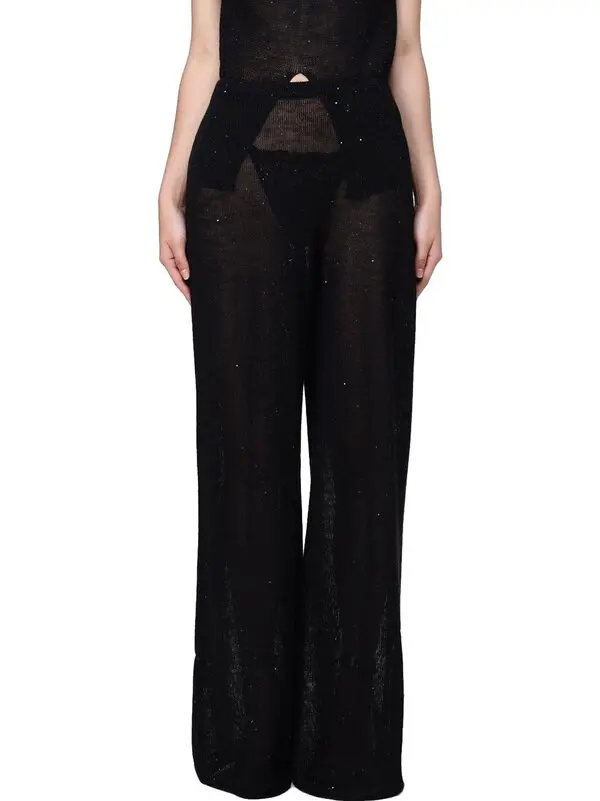 Liviana Conti Wide Leg Sequin Pants - Black