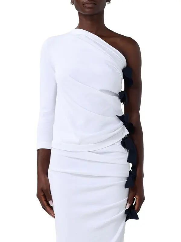 Liviana Conti Asymmetrical Top With Bow Detailing - White
