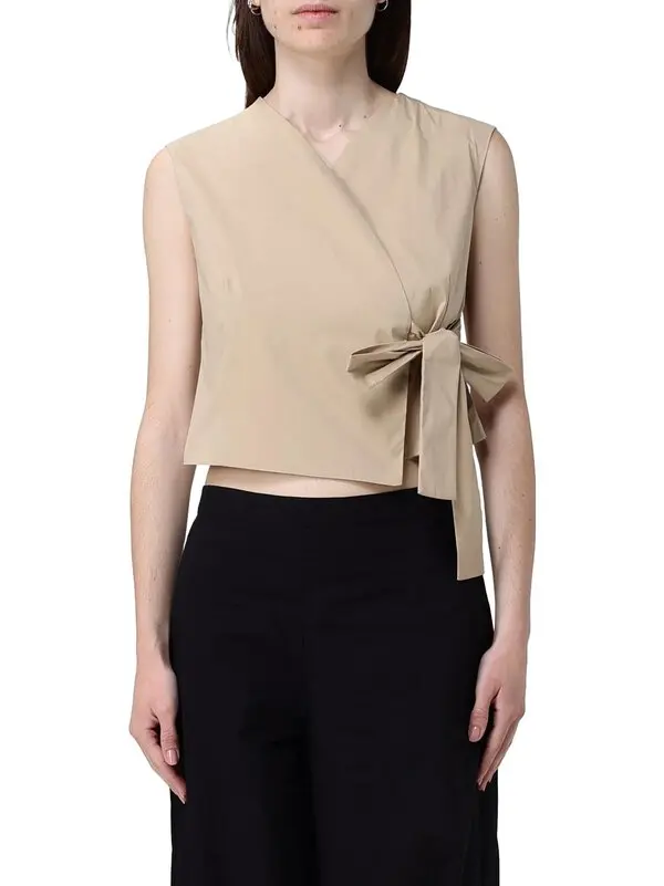 Liviana Conti Cotton Blend Crop Vest - Cream