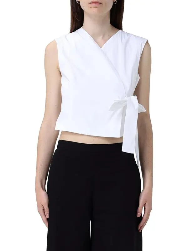 Liviana Conti Sleeveless Wrap Waistcoat - White