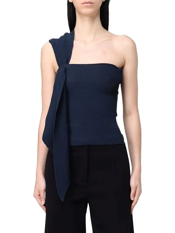 Liviana Conti Draped One-shoulder Knit Top - Black