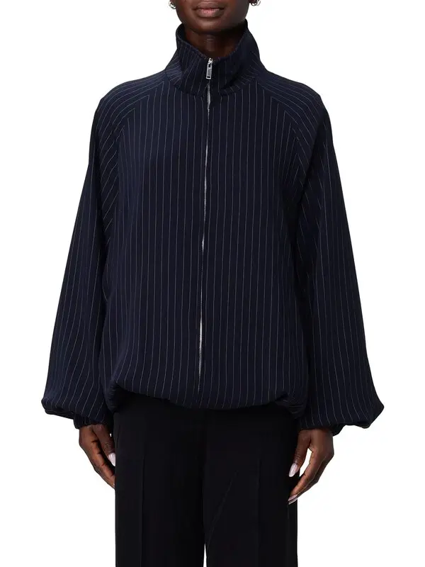 THE FRANKIE SHOP Zip-up Pinstripe Jacket - Blue