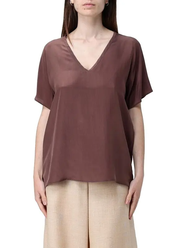 ALYSI V-neck Short Sleeve Top - Violet