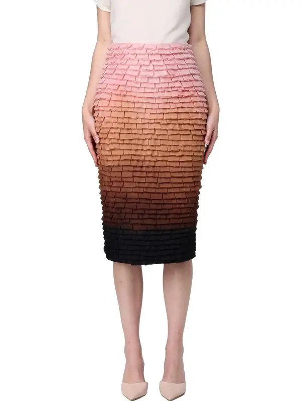 Elisabetta Franchi Tiered Midi Skirt - Nude
