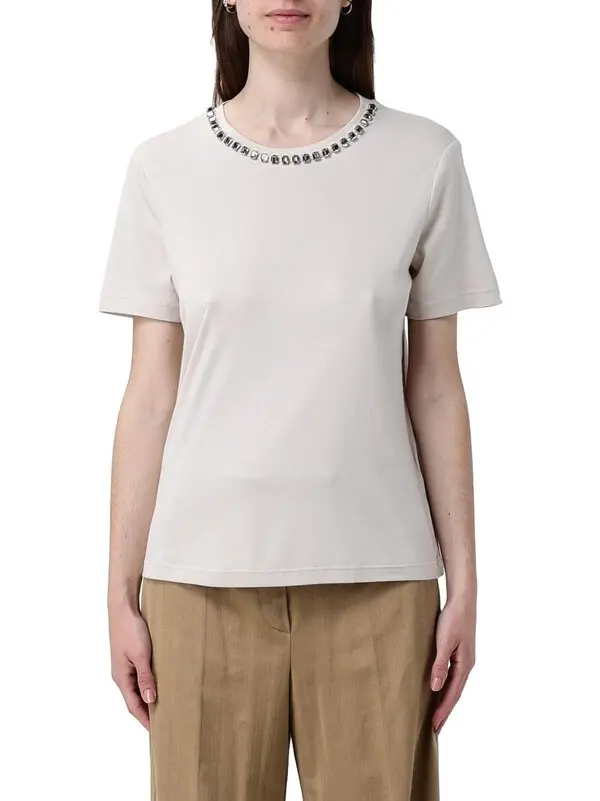 Max Mara Embellished Neck T-shirt - Grey