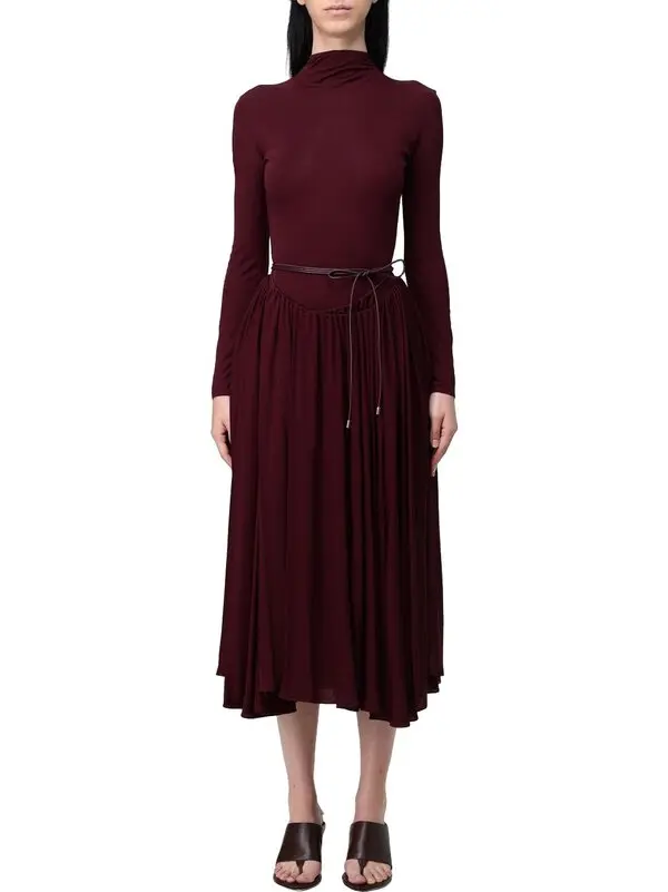 Alaïa Long-sleeve Midi Dress - Burgundy