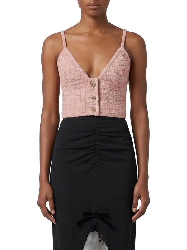 Alessandra Rich Embellished Knit Top - Pink