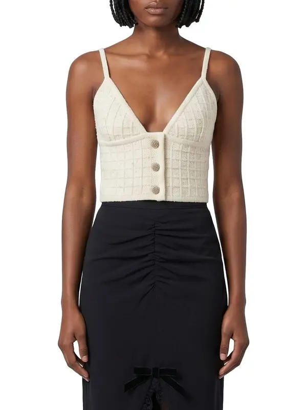 Alessandra Rich Embellished Knit Top - White