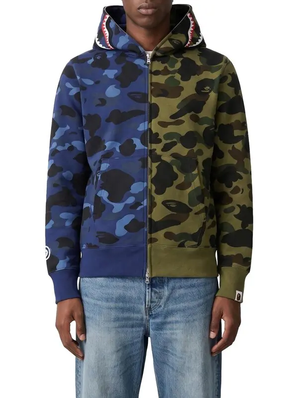 A BATHING APE Camouflage Zip-up Hoodie - Navy