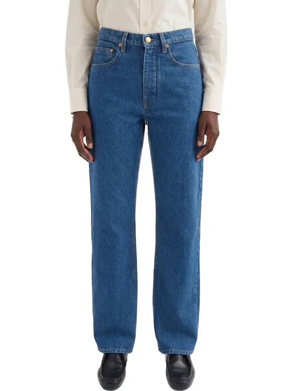 JIL SANDER High Rise Straight Leg Jeans - Denim