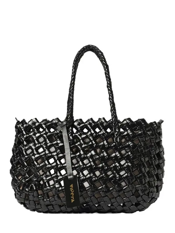 VIPERA Woven Shoulder Bag - Black