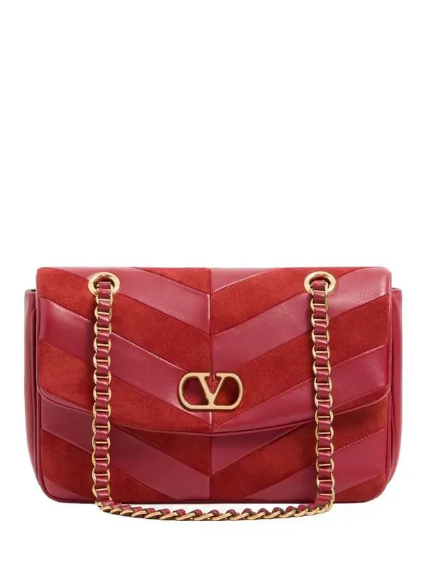 Valentino Garavani Djuna Medium Chain Bag In Suede And Nappa - Red