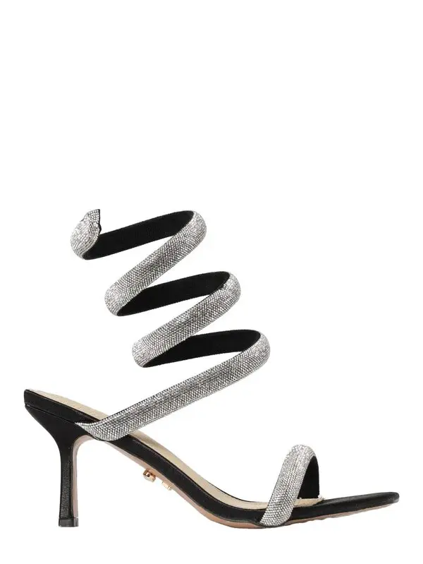 TWENTY FOURHAITCH Centauro Satin Sandals With Rhinestone Embellishments - Black