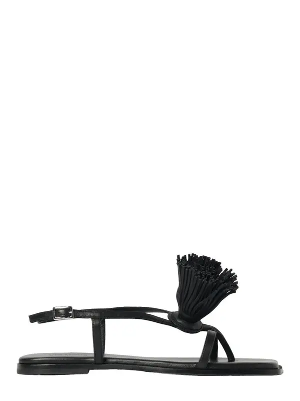 VIC MATIE Baron Leather Sandals With Tassels - Black