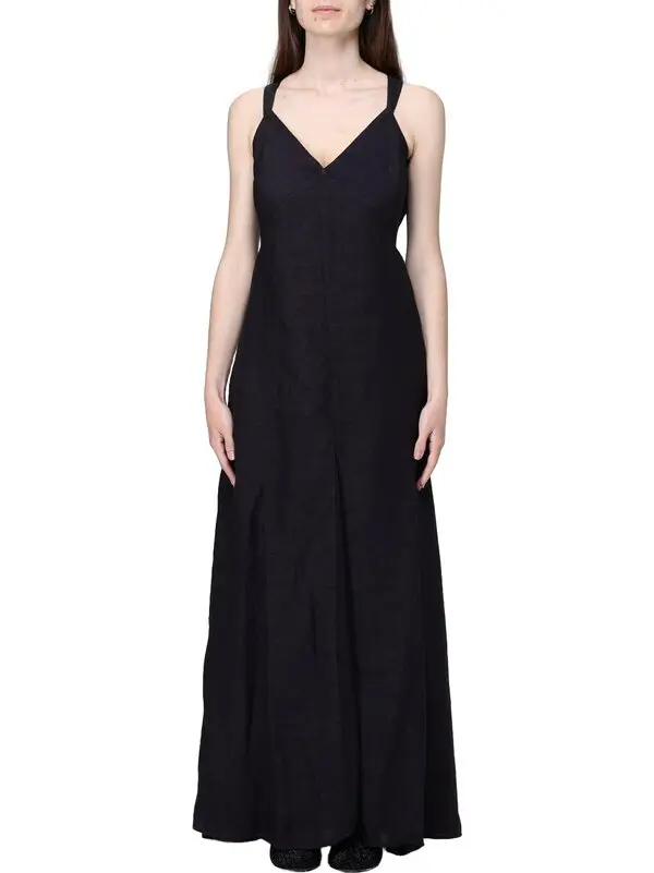 120% Lino Maxi Dress - Black