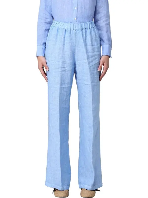120% Lino Beige Linen Flared Trousers - Avion