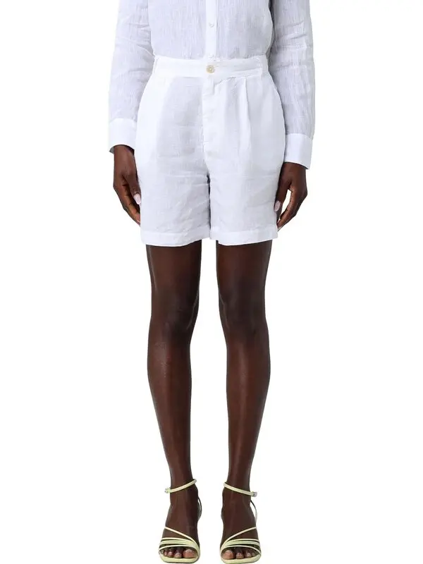 120% Lino Tailored Linen Shorts - White
