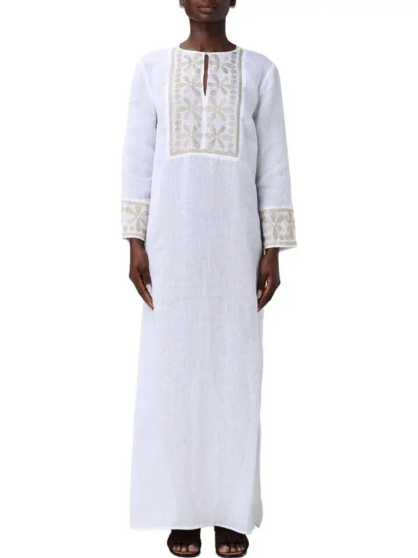 120% Lino Linen Kaftan Dress - White