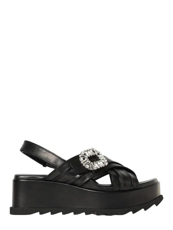 ROGER VIVIER Embellished Platform Sandals - Black