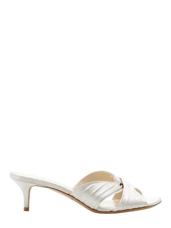 Le Monde Beryl Antonia Silk-satin Kitten Heel Sandals - White