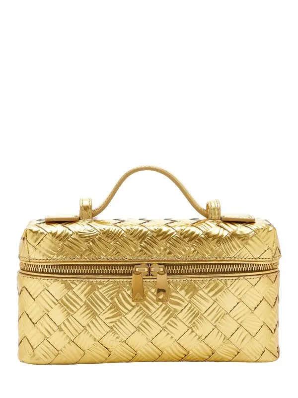 Bottega Veneta Bang Bang Intrecciato Embossed Leather Bag - Gold