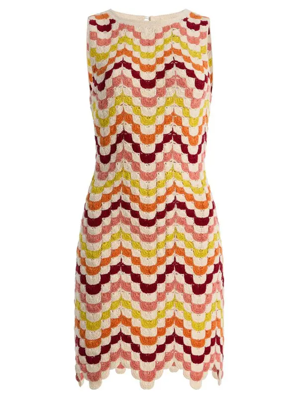Escvdo Solana Intarsia Crochet Mini Dress - Multi