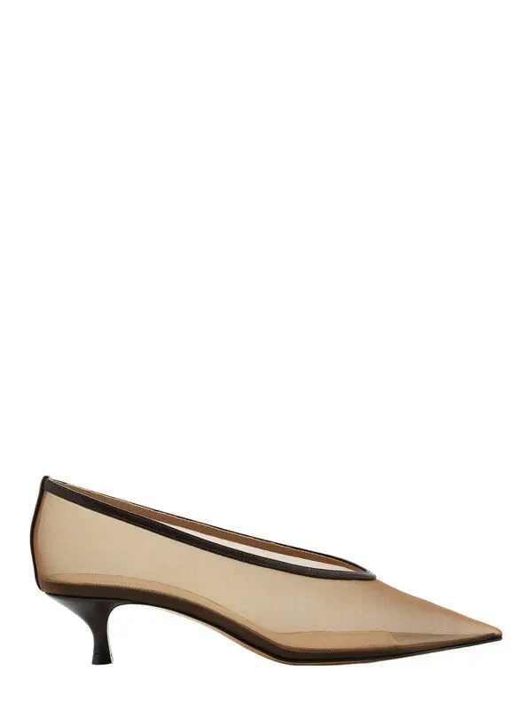 Le Monde Beryl Mesh Kitten Heel Pumps - Brown