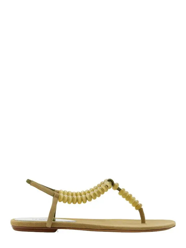 Le Monde Beryl Beaded Suede Sandals - Green