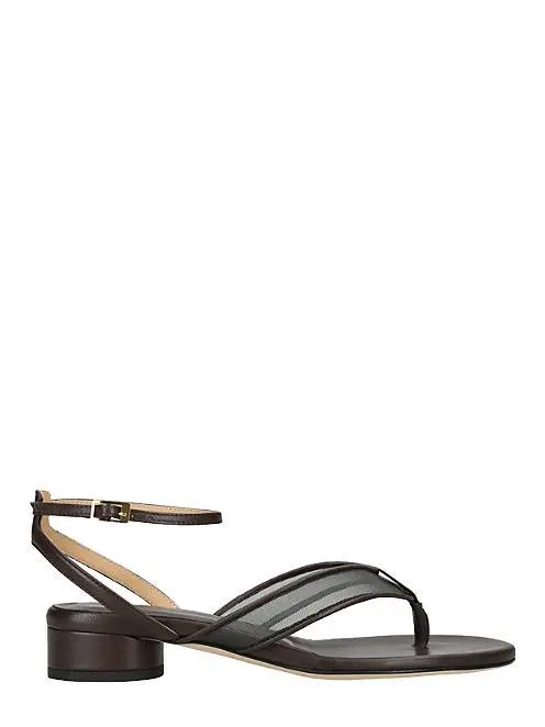 Dear Frances Fina Leather And Mesh Heeled Sandals - Dark Brown
