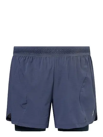 GYMSHARK Logo-print 2-in-1 Woven Running Shorts - Stealth Blue/dp Pet Blue