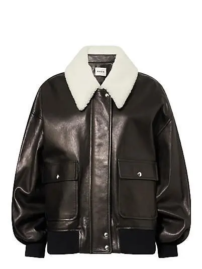 Khaite Shearling-collar Leather Bomber Jacket - Black
