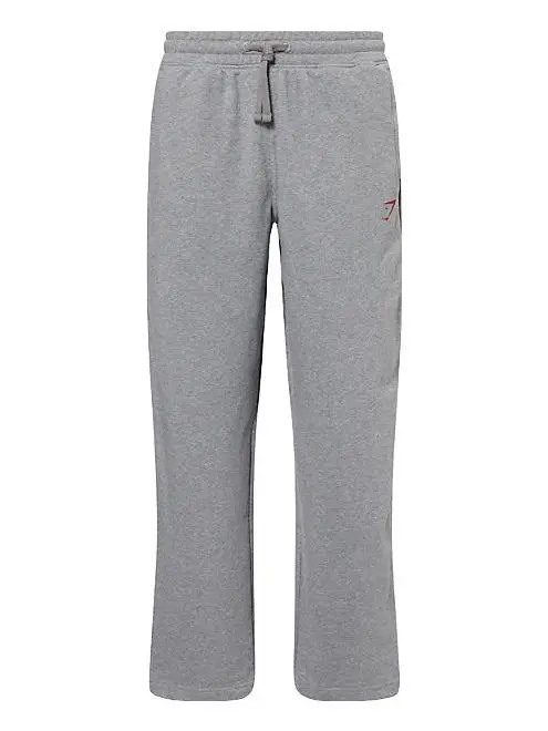 GYMSHARK Power Straight-leg Cotton-jersey Jogging Bottoms - Charc Core Marl/set Red