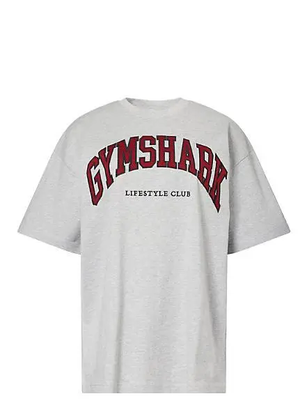 GYMSHARK Collegiate T-shirt - Lght Gry C Marl/gs Red
