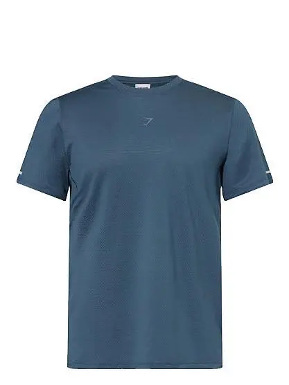 GYMSHARK Logo-print Slim-fit Stretch-woven Running T-shirt - Gs Stealth Blue