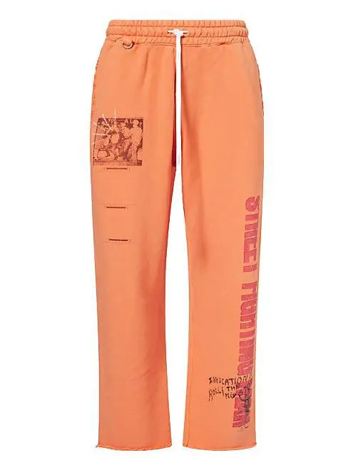 PALY HOLLYWOOD Graphic-print Embellished Cotton Jogging Bottoms - Orange
