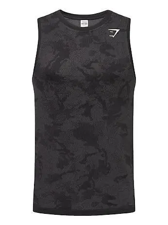 GYMSHARK Geo Seamless Stretch-woven Tank Top - Black/charcoal Grey