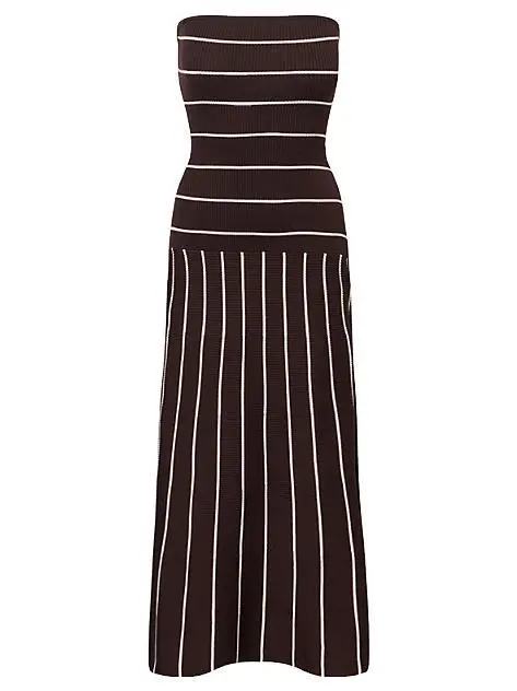 PRETTY LAVISH Pixie Bandeau Knitted Midi Dress - Brown