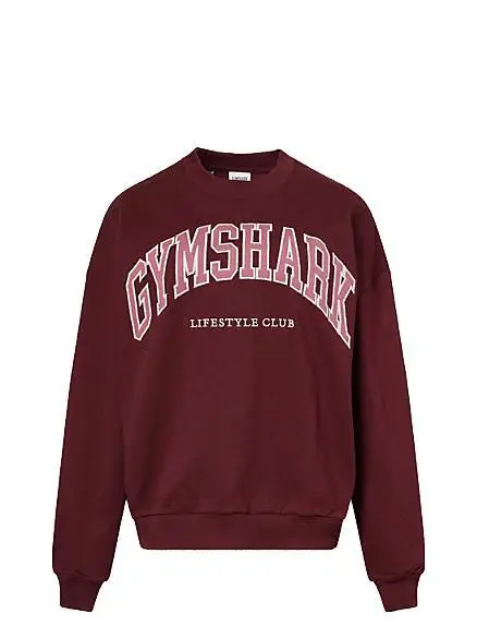 GYMSHARK Collegiate Crewneck Sweatshirt - Gs Rich Maroon