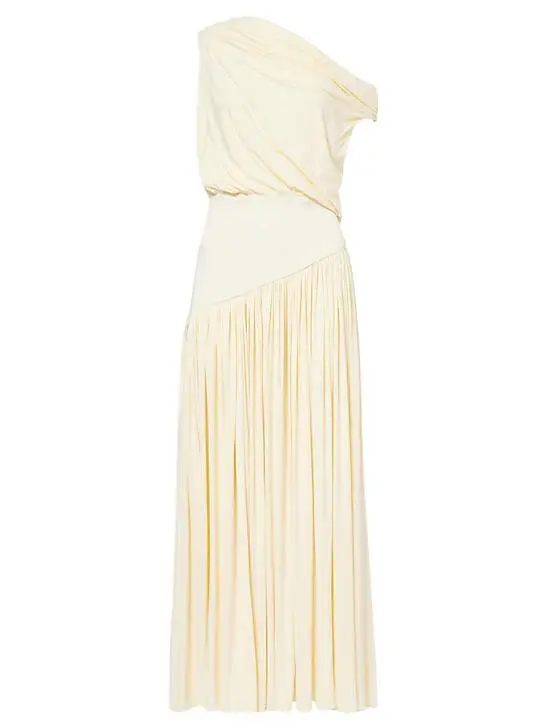 ABADIA Gwen Off-shoulder Draped Maxi Dress - Cream